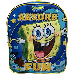 Ruz Sponge Bob Toddle Boy 12 Inch Mini Backpack (Blue-Yellow)