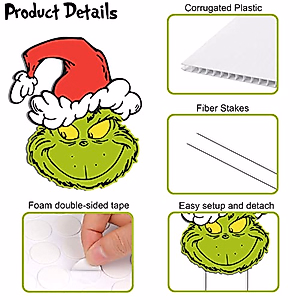 3PCS Grinchs Fence Peeker,Grinchmas Decor for Tree,Grinchs Tree Topper for Whoville Christmas Decorations