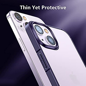 LK [3-in-1 for iPhone 14 Plus Case, with 2 Pcs Enhanced Lens Protectors + 2 Pcs 9H Tempered Glass Screen Protector [Military Grade Shockproof] [Anti-Fingerprint] Matte Slim Phone Case - Matte Purple