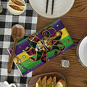 Artoid Mode Happy Mardi Gras Beads Mask Home Kitchen Towels, 18 x 26 Inch Ultra Absorbent Drying Cloth Dish Towels for Cooking Baking Set of 4