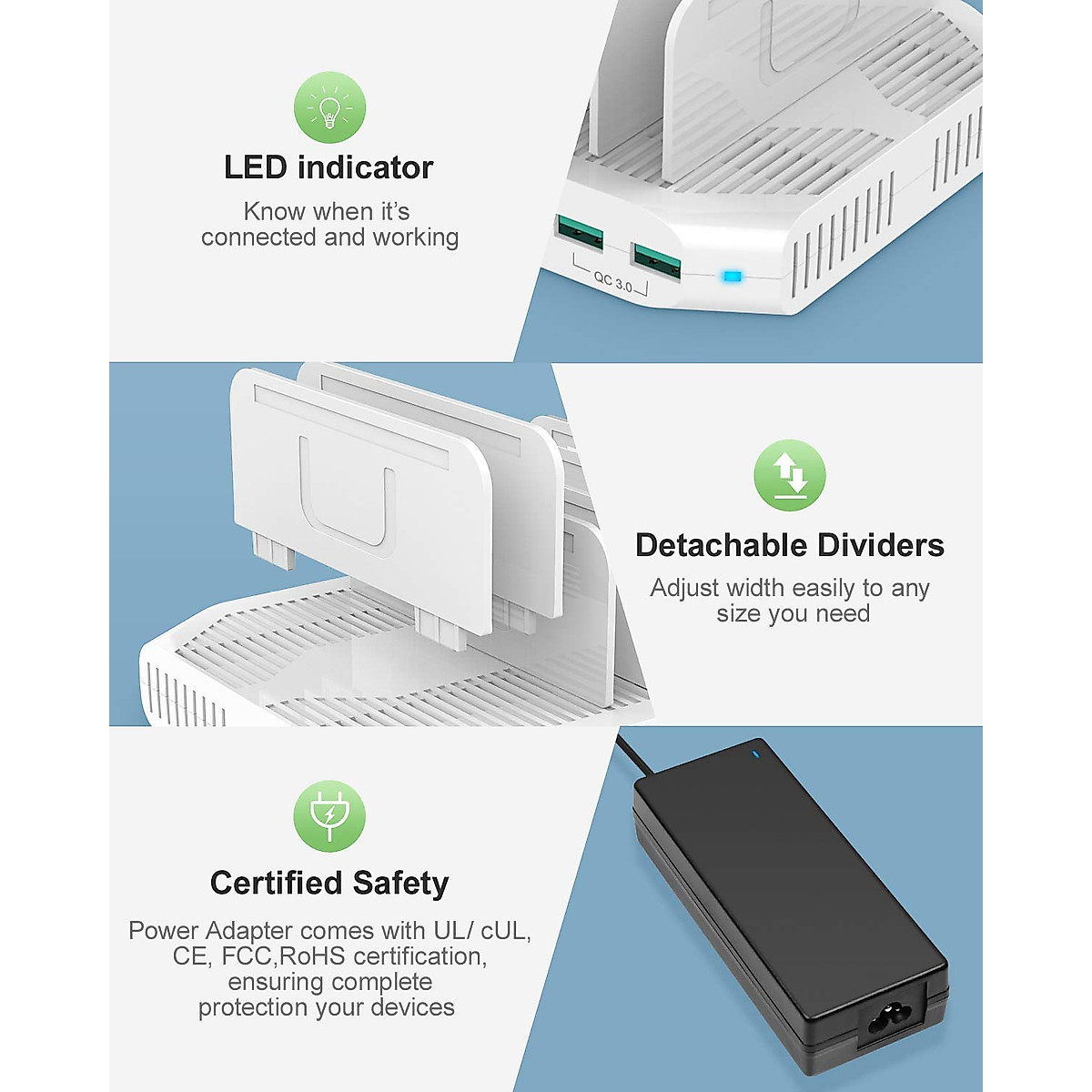 [Bundle] 96W USB Charging Staion with 2QC and USB C to USB C Cable