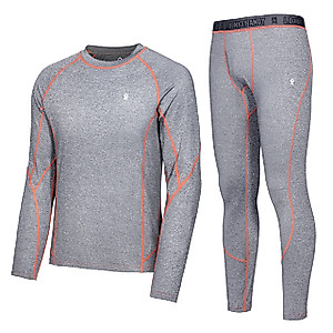 Little Donkey Andy Men's Thermal Underwear Set Performance Base Layer Wicking Active Long Johns Top & Bottom with Fly Gray XL