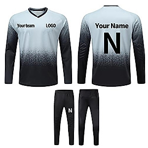 VIPOKO Custom Soccer Jersey Padded Football Shirt for Adult/Kids Long Sleeve Shirt Mens Goalkeeper Jersey Keeper Uniform Kit Pink
