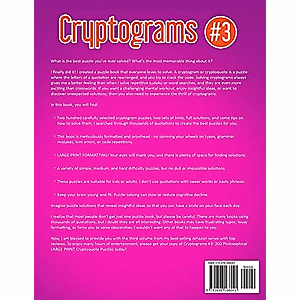 Cryptograms #3: 200 Philosophical LARGE PRINT Cryptoquote Puzzles