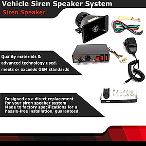 9 Tones Police Siren 200W Wired Handheld Microphone Loudspeaker Emergency Siren Electronic PA System Amplifier Black Plastic Square Speaker DC12V