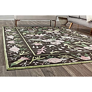 Rugs America Onyx & Pink Gardenias Transitional Rug Gardenia Pink Onyx VA30A 8'0"X10'0" Area Rug