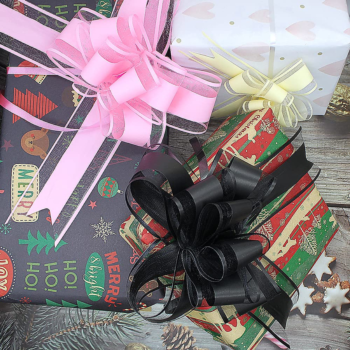 WDHHNP 20 PCS Large Bow Gift Wrapping Bows, Wedding Gift Blue Ribbon Laorgan Yarn Ribbon Bow, Party Birthday Holiday Gift Wrapping Bow, Christmas, Valentine's Day Present Decoration Bow.