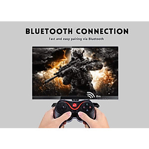 Calvas ACCEWIT X3 updated t3 Gamepad Joystick Wireless Bluetooth 3.0 Android Gamepad Gaming Remote Control for phone PC Tablet TV Box - (Color: Black red)