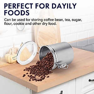 ENLOY 4-Piece Stainless Steel Airtight Food Storage Canister Set with Clear Lid, Canister Sets for Kitchen Counter for Sugar, Flour, Tea, Candy, Cookie, Spice, 28/32/38/65 oz