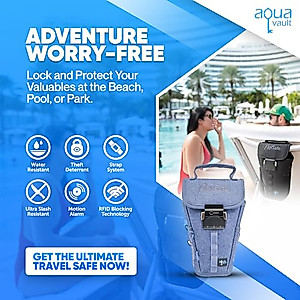 FlexSafe Anti-Theft Lockable Travel Safe & Portable Beach Chair Vault. As Seen on Shark Tank. Personal Safe thats Packable, Lightweight, & Slash Resistant by AquaVault - Heather Grey Color