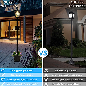 72" Solar Outdoor Light with Planter, Waterproof Solar Post Lamp, Garden Lights for Backyard, Pathway, Patio, Lawn, Driveway Decor