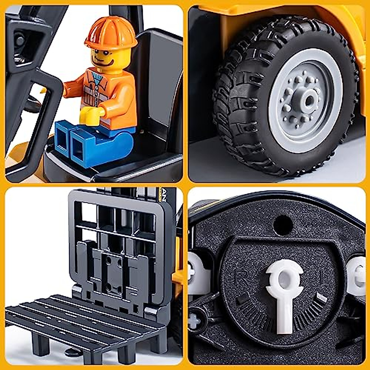 VijiSuki 2.4Ghz Remote Control Forklift Toys,RC Forklift Truck with Spray, Cool Lights,Sound,1/24 Scale 11 Channel Rechargeable Forklift Truck Gift for Kids