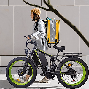 Lanshanchu (US in Stock V3 Plus Electric Bicycle 2000W Dual Motor Ebike 48V 22.4Ah Mountain Snow E Bike 35MPH Electric Bicycle 26" Fat Tire 7 Speed MTB for Trail Riding Excursion Commute