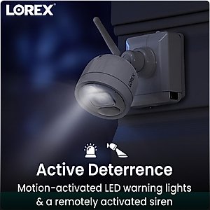 Lorex 2K Security Camera System with 32GB NVR – 8 Channel Battery Operated Wire Free Home Security System with 4 Cameras – Active Deterrence, Person Motion Detection, Weatherproof Outdoor & Indoor