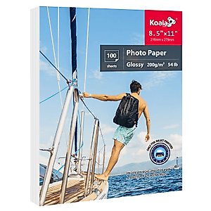 Koala Photo Paper 8.5 x 11 In Glossy Photo Printer Paper for Inkjet Printer Water-Resistant 100 Sheets 200gsm for Everyday Use
