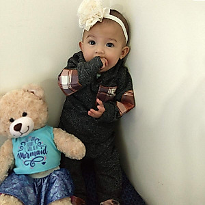 Baby Boy Clothes 1 Year Old Boy Fall Outfits Long Sleeve Plaid Sweatshirt Toddler Boy Outfits 12-18 Months Clothes Coffee