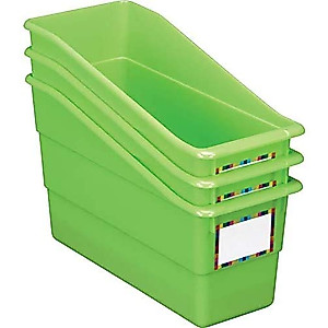 Really Good Stuff-164304 Riverside Name Labels Durable Book and Binder Holders, 5¼" by 12½" by 7½" (Set of 12) - Ideal for Narrow or Vertical Storage Needs Like Magazines, Books, Folders - Color-Code