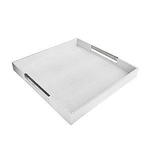 American Atelier White & Gray Square Tray with Silver Handles