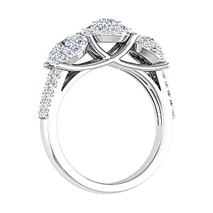 FINEROCK 1 Carat 3-Stone Prong Set Diamond Engagement Ring in 10K White Gold - IGI Certified (Ring Size 7)