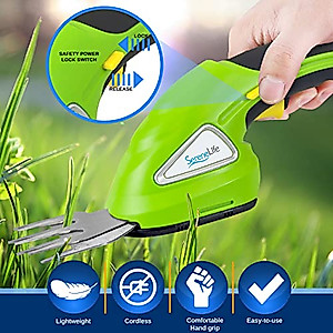 SereneLife Battery Grass Cutter, Grass Clippers Cordless, Trimmer Cutter, Handheld Trimmer, Grass Shear Electric, Perfect For Leaves & Debris, Rechargeable Battery, Charge Time 4 Hrs, 3.6V (PSLHTM20)