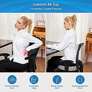 Bomdaia Seat Cushion for Office Chair, Memory Foam Coccyx Seat Cushion, Desk Chair Car Seat Cushion for Tailbone, Sciatica, Lower Back Pain Relief (Gray)