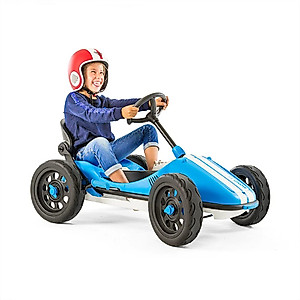 Chillafish Monzi RS: Pedal Go-Kart for Kids 3-7 Years, Folds Down for Easy Storage and Adjustable Seat Without Tools, Airless no-Puncture RubberSkin Tires, and Wall Mount for Easy Storage, Red