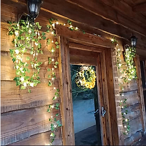 Hoolight Vine String Lights, [1 Pack] Ivy Decor String Lights, Maple Leaf Garland Wreath Hanging lamp with 20 LED, Fairy Night Lights for Home,6.5 FT, Battery Powered, Room, Bedroom, Wall Decoration