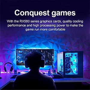 GPVHOSO RX580 8G Graphics Card, 8GB GDDR5 (256bit) Graphics Card2048SP, GDDR5, 256 Bit, with Dual Fan Cooling System, HDMI, DP, PCI, DVI-Output, Express 3.0, for Computer Gaming Video Editing