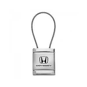 Au-TOMOTIVE GOLD, INC. Key Chain Key Ring Compatible with Honda Odyssey Logo Silver Satin Chrome Cable Key Fob
