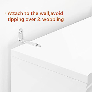 Yaheetech Over The Toilet Storage with 4 Open Storage Compartments and 2 Doors Cabinet, Freestanding Toilet Organizer for Bathroom, D8xW24xH67.5 in