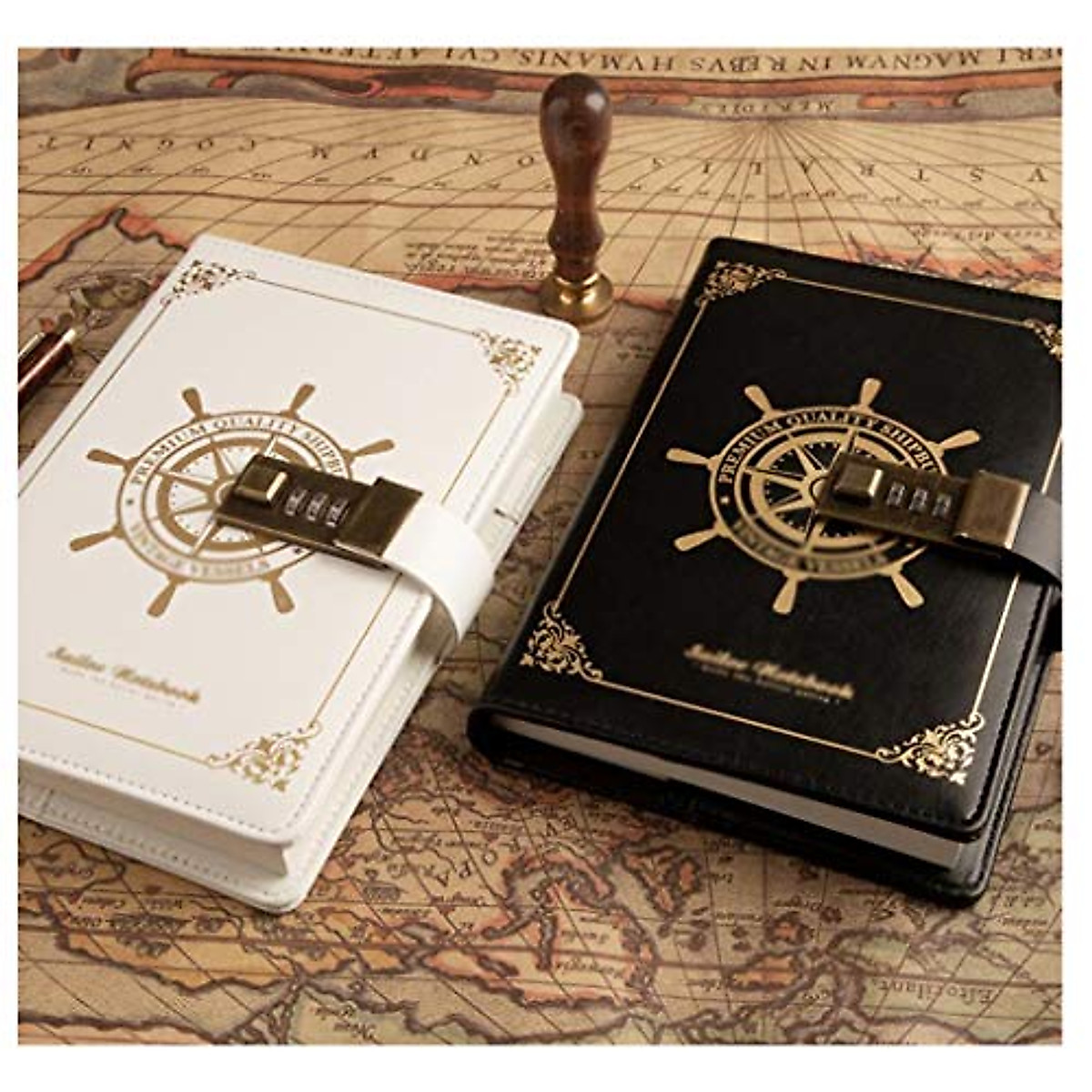 YIAAN Writing Notepads Notebook Journal Digital Password Combination Notebook Student Diary Notepad B6 PU Leather Creative Retro for Travel Business Office Thick Paper (Color : Blue)