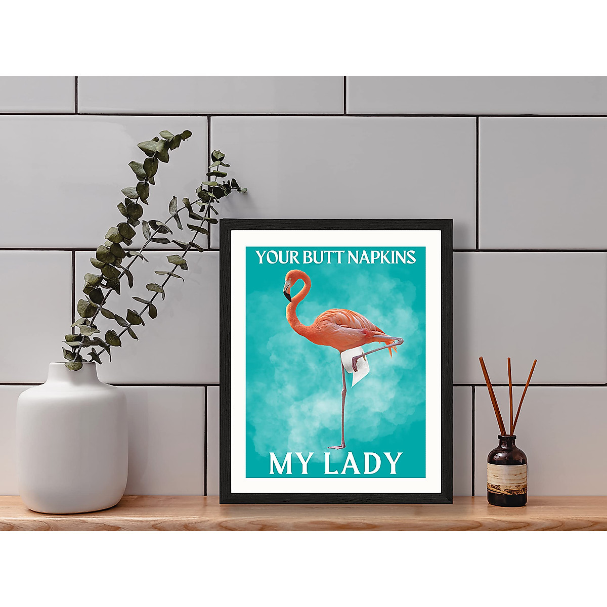 Roxbury Row Flamingo Bathroom Decor | Flamingo Decor, Decorations, Funny Bathroom Signs, Flamingo Bathroom Poster, Pink Flamingo Gifts for Women | Teal Bathroom Decor (8x10 Unframed)