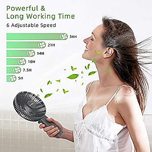 HandFan 6 Inch Handheld Fan 4000mAh Battery Operated Fan 6 Settings Personal Desktop Fan with 5-34H Working Time Removable Base Strong Airflow for Home Office Campimg Hot Flashes Outdoor Sports