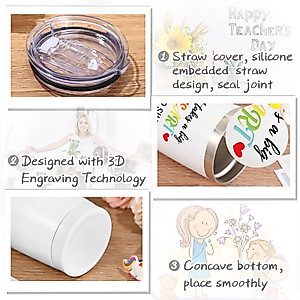 Sabary 12 Pieces Funny Thank You Gifts, 4 Teacher Travel Tumbler, 4 Teacher Makeup Bag with Zippers, 4 Teacher Apple Keychains, 20 oz Mug Tumbler for Birthday Teacher Appreciation Week