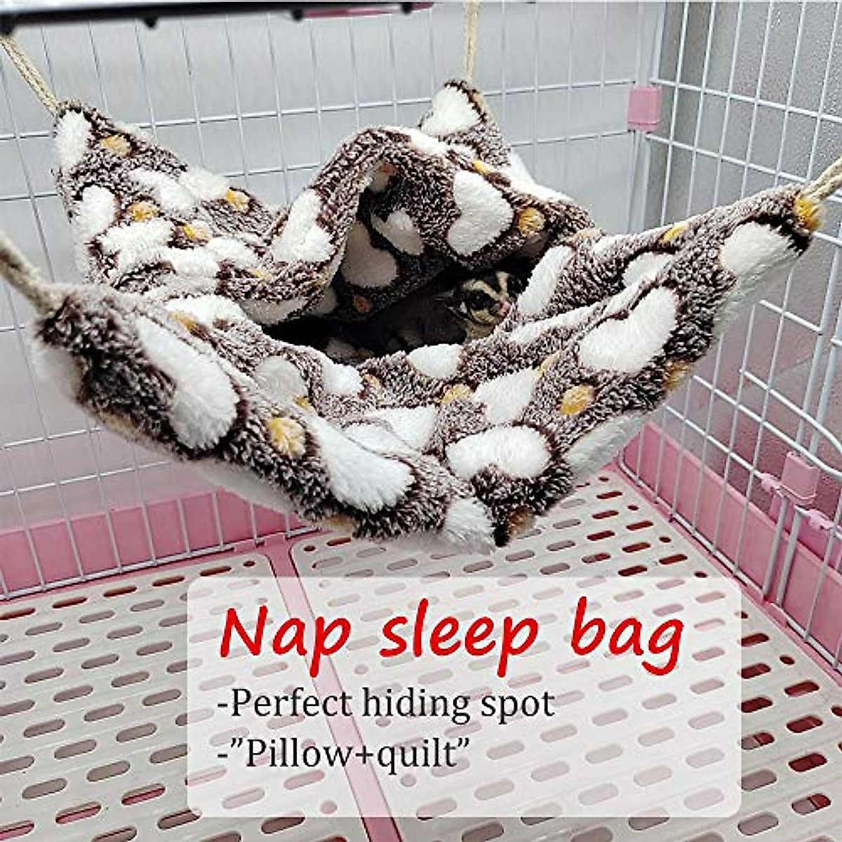 Oncpcare Envelope Shape Small Pet Hanging Nap Sack Sleep Bag Bed, Sugar Glider Cage Hammock, Guinea Pig Cage Accessories Bedding for Critter