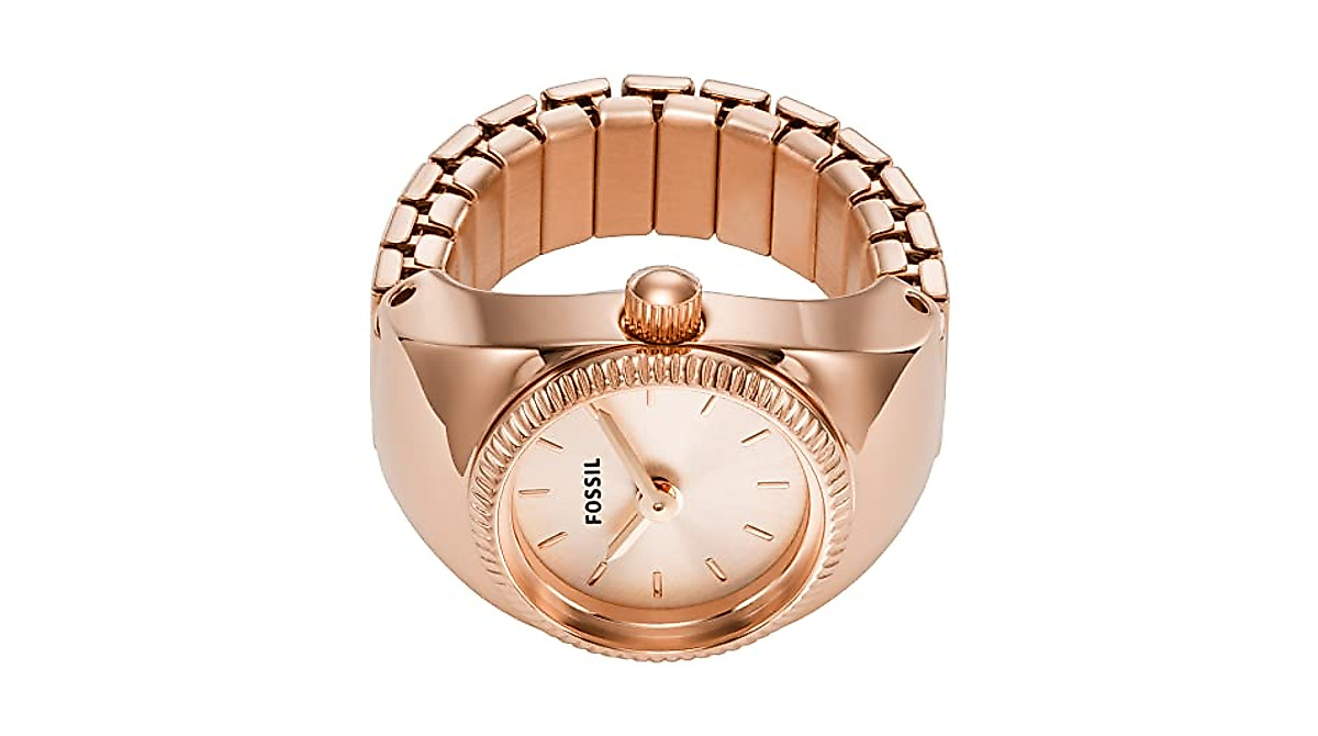 Fossil Women's Quartz Stainless Steel Two-Hand Watch Ring, Color: Rose ...