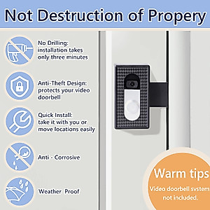 HTCELLE Anti-Theft Video Doorbell Mount, No Drill Ring Doorbell Holder for Apartment Hotel Rental Homes, Compatible with Ring Wireless Video Doorbell 4/3/3 Plus/2/1/Pro/2021/(2020 Release)