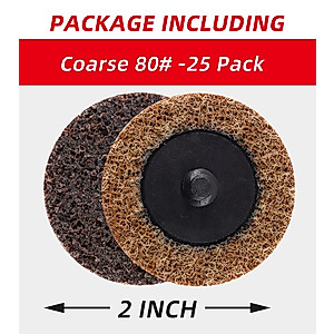 LUCKUT Abrasives 2" Nylon Surface Conditioning Quick Change Sanding Discs with R-Type Backing Coarse 80 Grit - 25 Pack