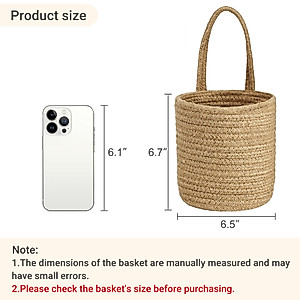 Dahey 2 Pack Wall Hanging Rope Basket with Artificial Eucalyptus Farmhouse Decor, Jute Woven Storage Organizer Flower Plants Basket Set Rustic Wall Decor for Porch Living Room Bedroom Entryway,Brown