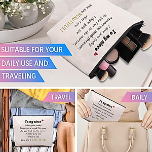 CEASQVAA Niece Gifts From Auntie Uncle Makeup Cosmetic Bag Inspirational Birthday Graduation Gifts For Niece