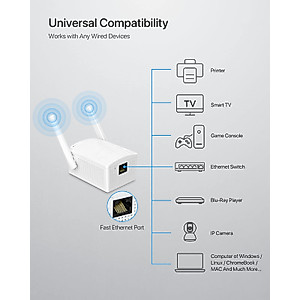 BrosTrend Dual Band 1200Mbps WiFi Bridge, Convert Your Wired Device to Wireless Network, Works with Any Ethernet-Enabled Devices, WiFi to Ethernet Adapter with Standard RJ45 LAN Port, Easy Setup