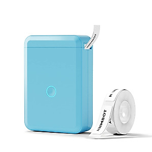NIIMBOT D110 Label Maker Machine with Tape, Small Thermal Sticker Printer with 0.59''x1.18'' Labels, Portable Bluetooth Connection, Blue