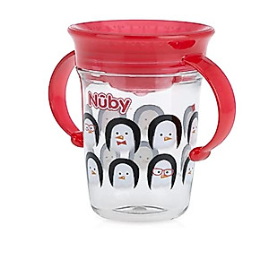 Nuby Tritan No Spill 2 Handle 360 Degree Printed Wonder Cup, Prints May Vary, 1pk