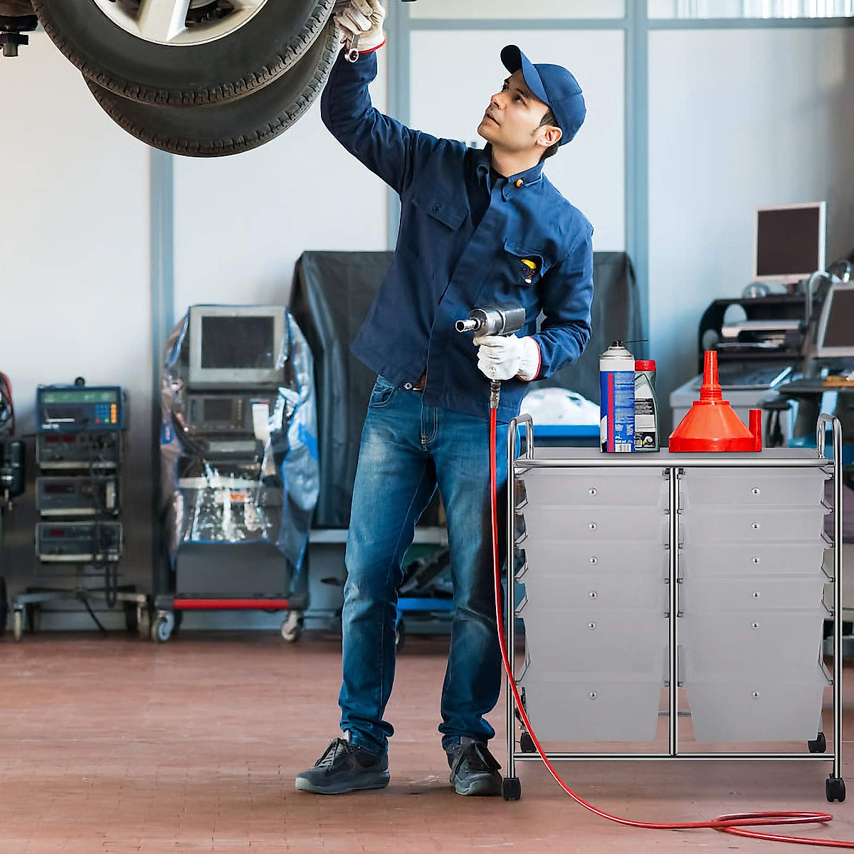 RELAX4LIFE Storage Cart W/12 Drawers Rolling Wheels Semi-Transparent Multipurpose Mobile Rolling Utility Cart for School, Office, Home, Beauty Salon Files Arrangement Storage Organizer Cart (Clear)