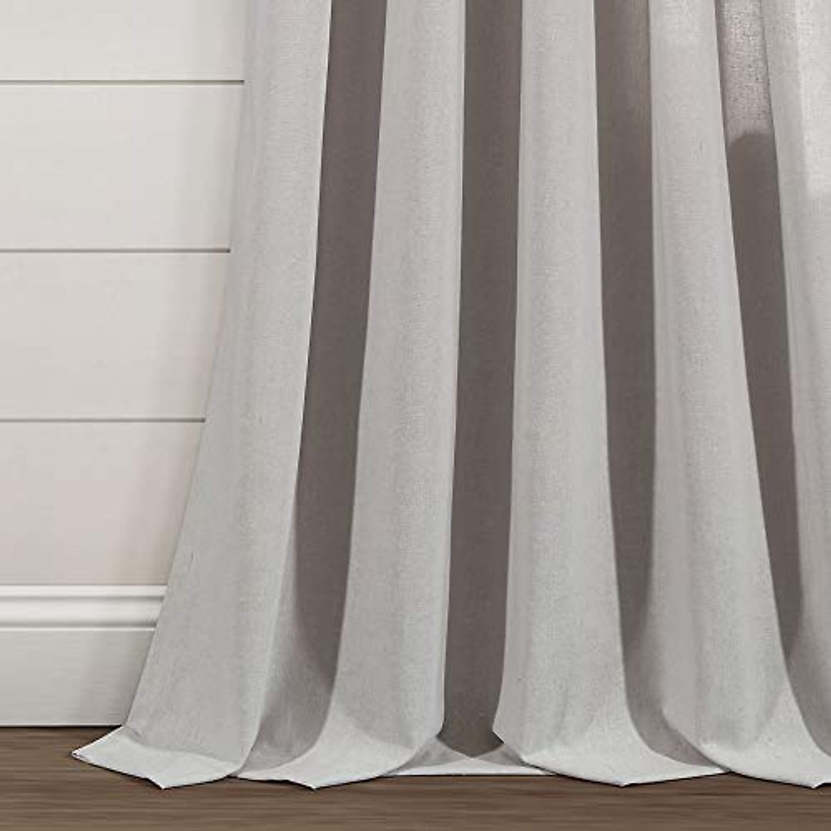 Lush Decor Ivy Tassel Faux Linen Window Curtain Panel Pair, 84 in x 40 in, Light Gray