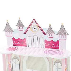 Teamson Kids Dreamland Princess Play Vanity Set with Mirror, Shelf, Storage Drawer, Stool, and Accessories for 12" Dolls, White an Pink