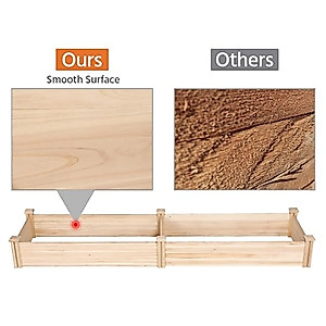 Yaheetech 8×2ft Wooden Horticulture Raised Garden Bed Divisible Elevated Planting Planter Box for Flowers/Vegetables/Herbs in Backyard/Patio Outdoor, Natural Wood, 97 x 25 x 11in