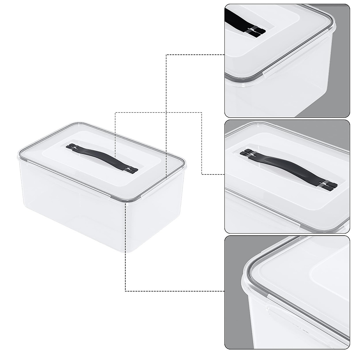 Joyeen 4 Pack 15 Liter Latching Containers with Sealed Circle/Lid, Clear Airtight Food Containers