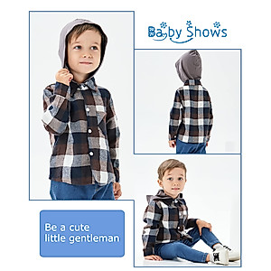 Toddler Boy Girls Clothes Plaid Long Sleeve Shirt Boys Collared Hooded Flannel Shirt Top Fall Jacket Outfits Yellow 2T 3T Button Down Shirt