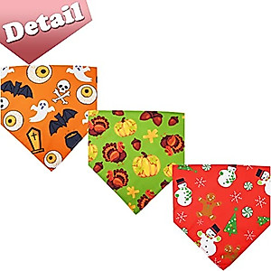 3 Pack Halloween Thanksgiving Christmas Dog Bandana Christmas Triangle Bibs Dog Scarfs Soft Comfortable Washable with Charming Patterns